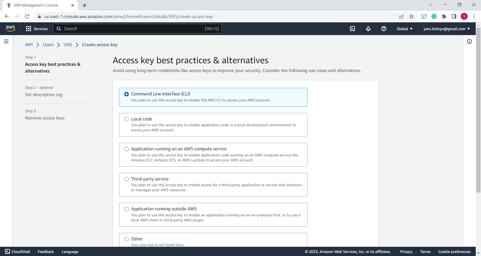 Creating Aws Access Key